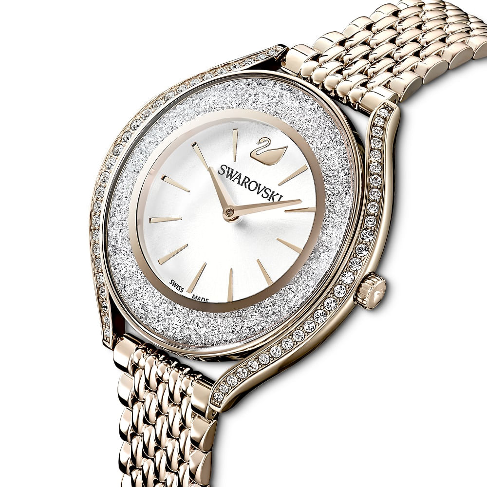 Relógio Crystalline Aura, Pulseira de Metal, Dourado, Revestido em Tom ...