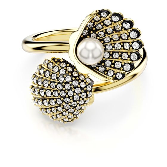 Anel Idyllia, Crystal Pearl, Concha, Branco, Revestido em dourado ...